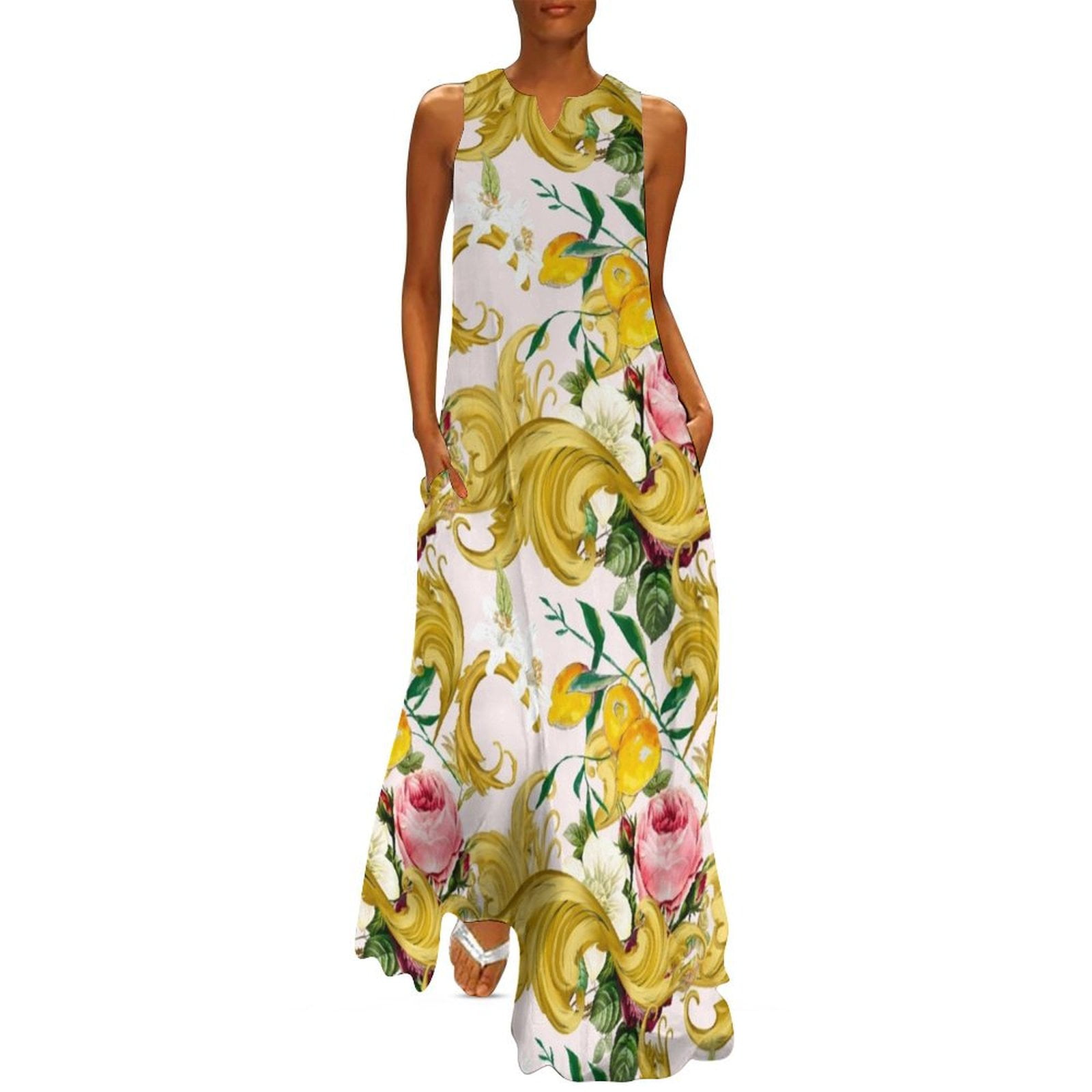 Baroque Sicilian tiles mediterranean mosaic lemons Long Dress prom ...