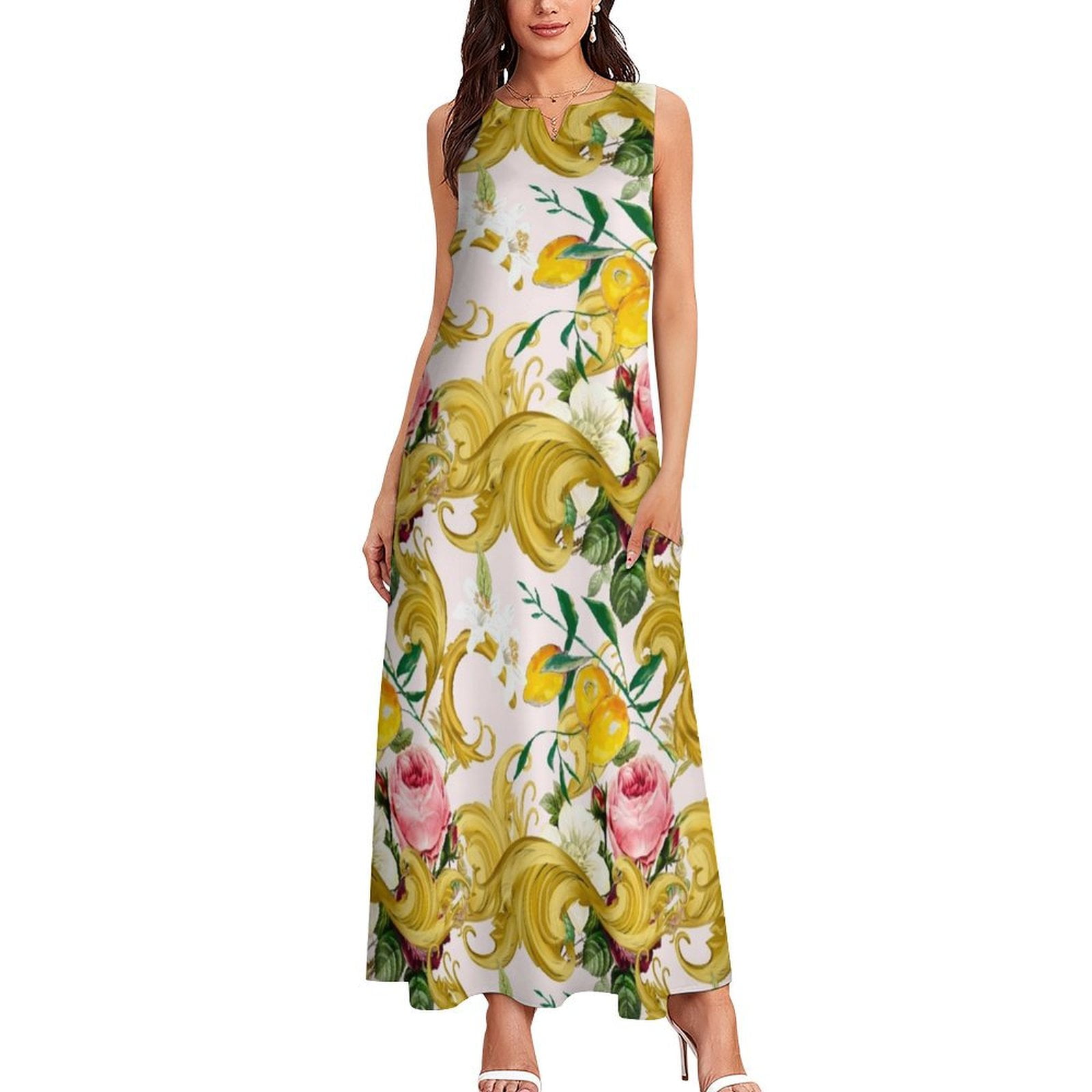 Baroque Sicilian tiles mediterranean mosaic lemons Long Dress prom ...