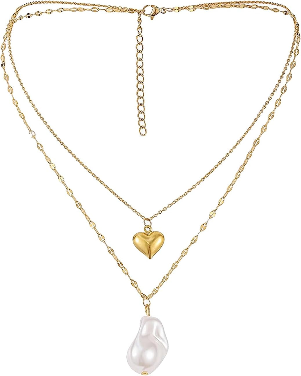 Baroque Silvery Freshwater Pearl Long Pendant Necklace Paperclip Toggle ...