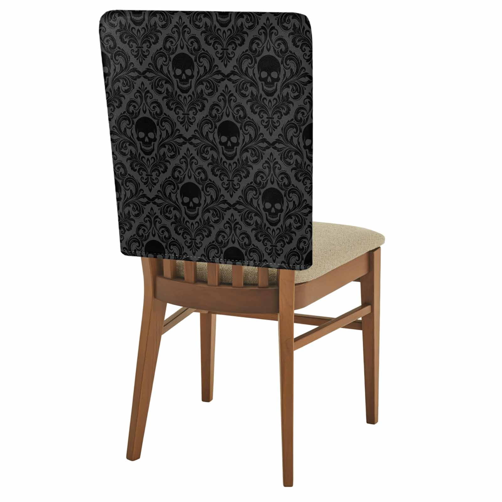 Baroque Style Chair Covers Set of 1 Grey Black Skull Classical Floral ...