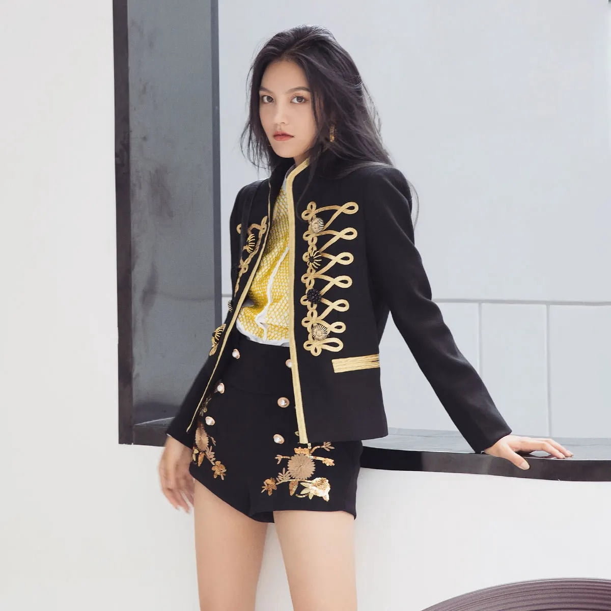 Baroque Style Gold Embroidery Short Jacket Women 2023 Double Breasted ...