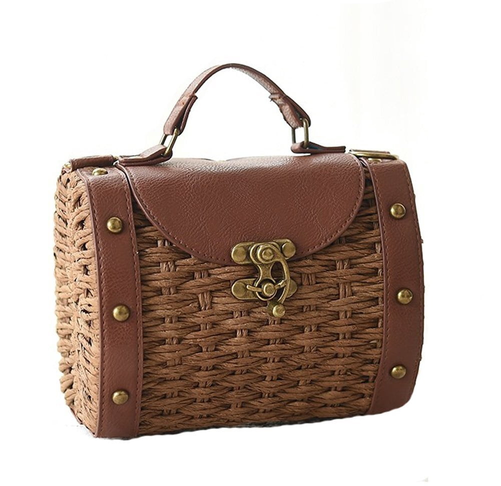 Baroque Style Retro Rivet Portable Small Box Woven Shoulder Messenger ...