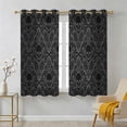 Baroque Style Sheer Curtains 54 Inch Long 2 Panels, Grey Black Skull ...