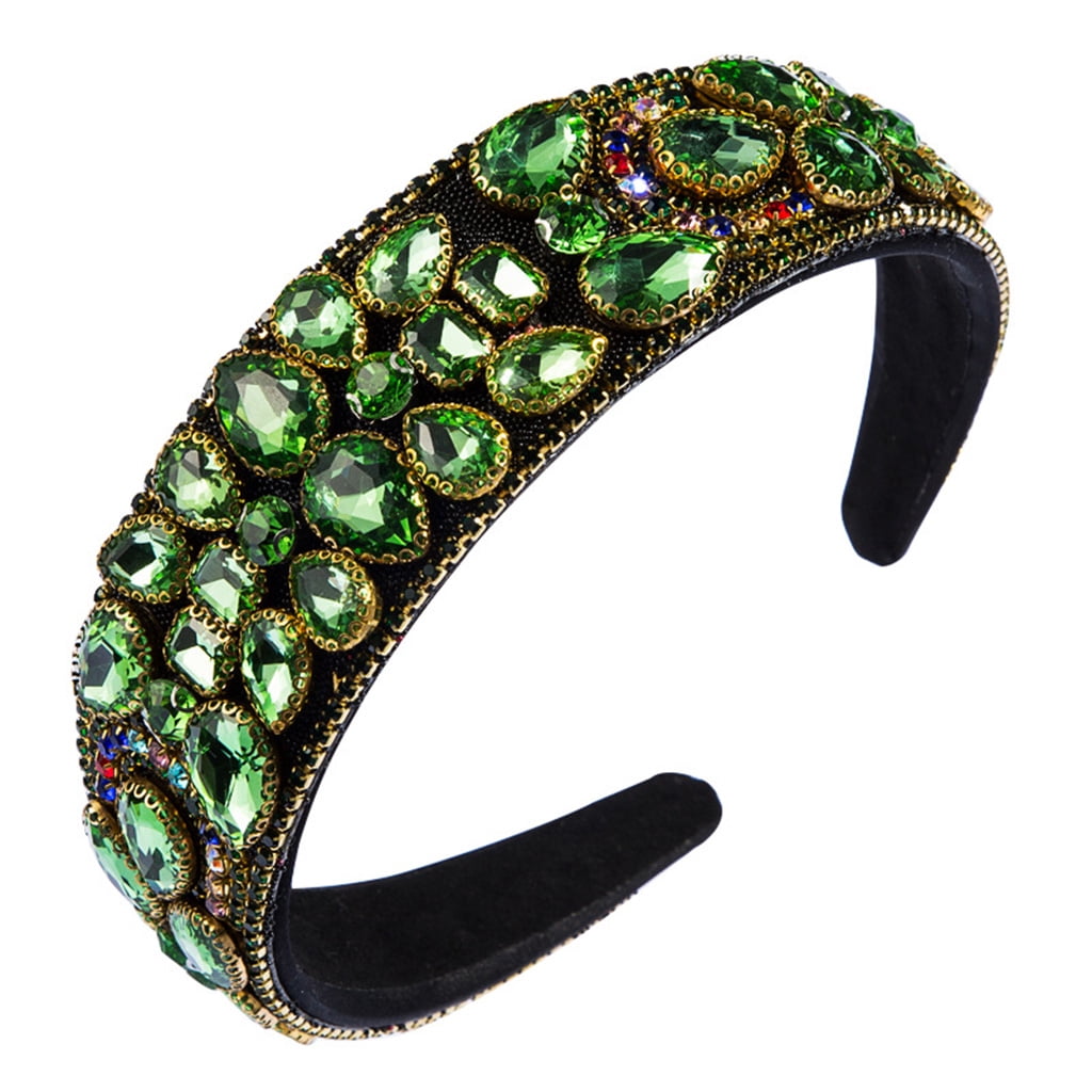 Baroque Vintage Ladies Headband Water Drop Green Faux Crystal ...