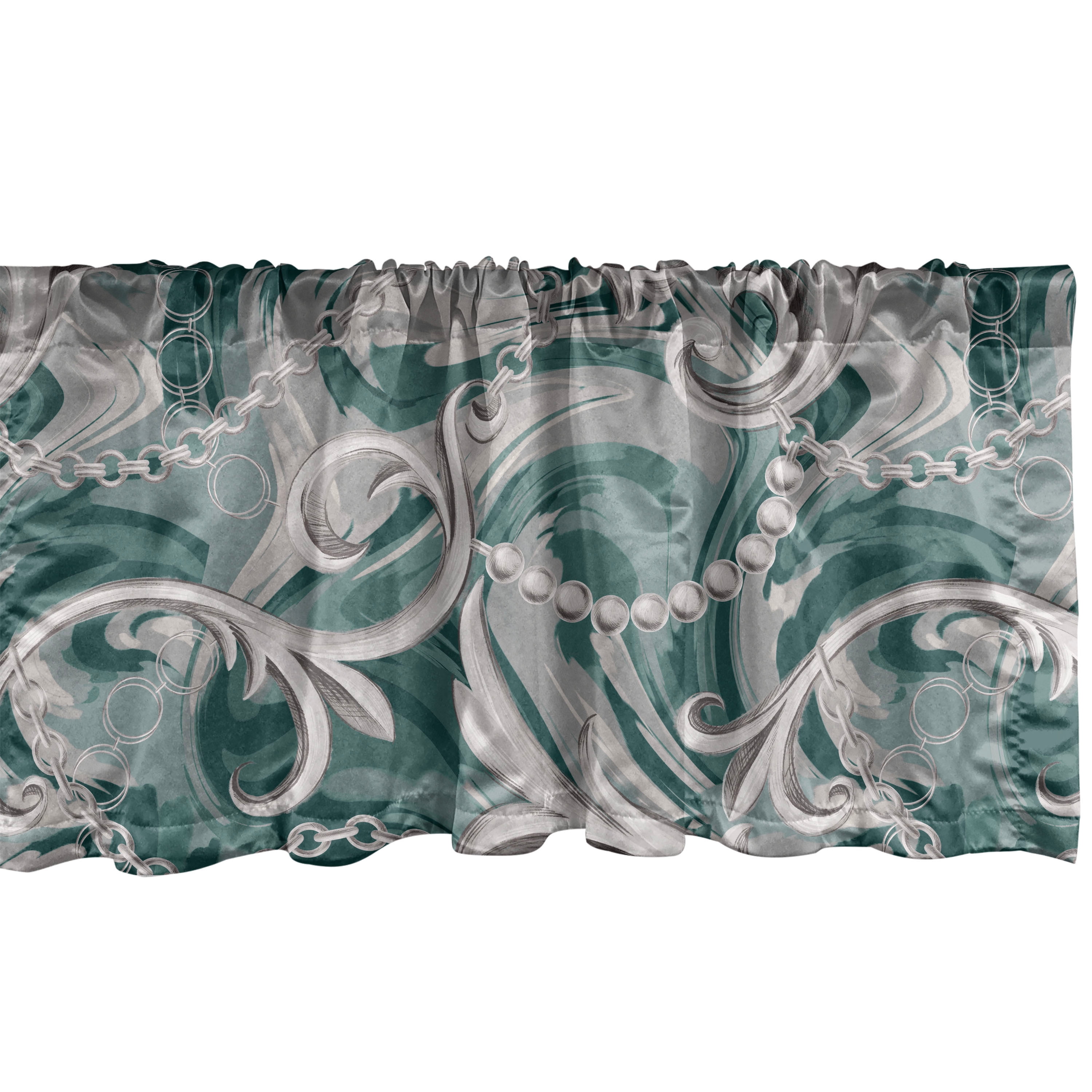 Baroque Window Valance, Royal Floral Design Curlicue Damask Pattern on ...