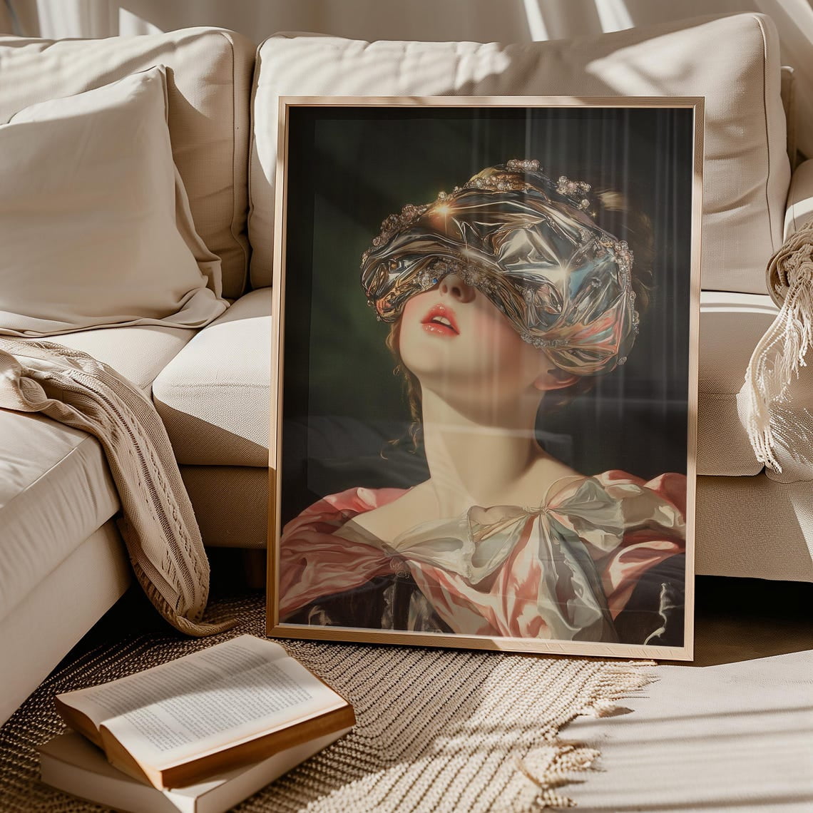 Baroque Woman Oil Painting, Mirrorwave Art Print, Classic Renaissance ...