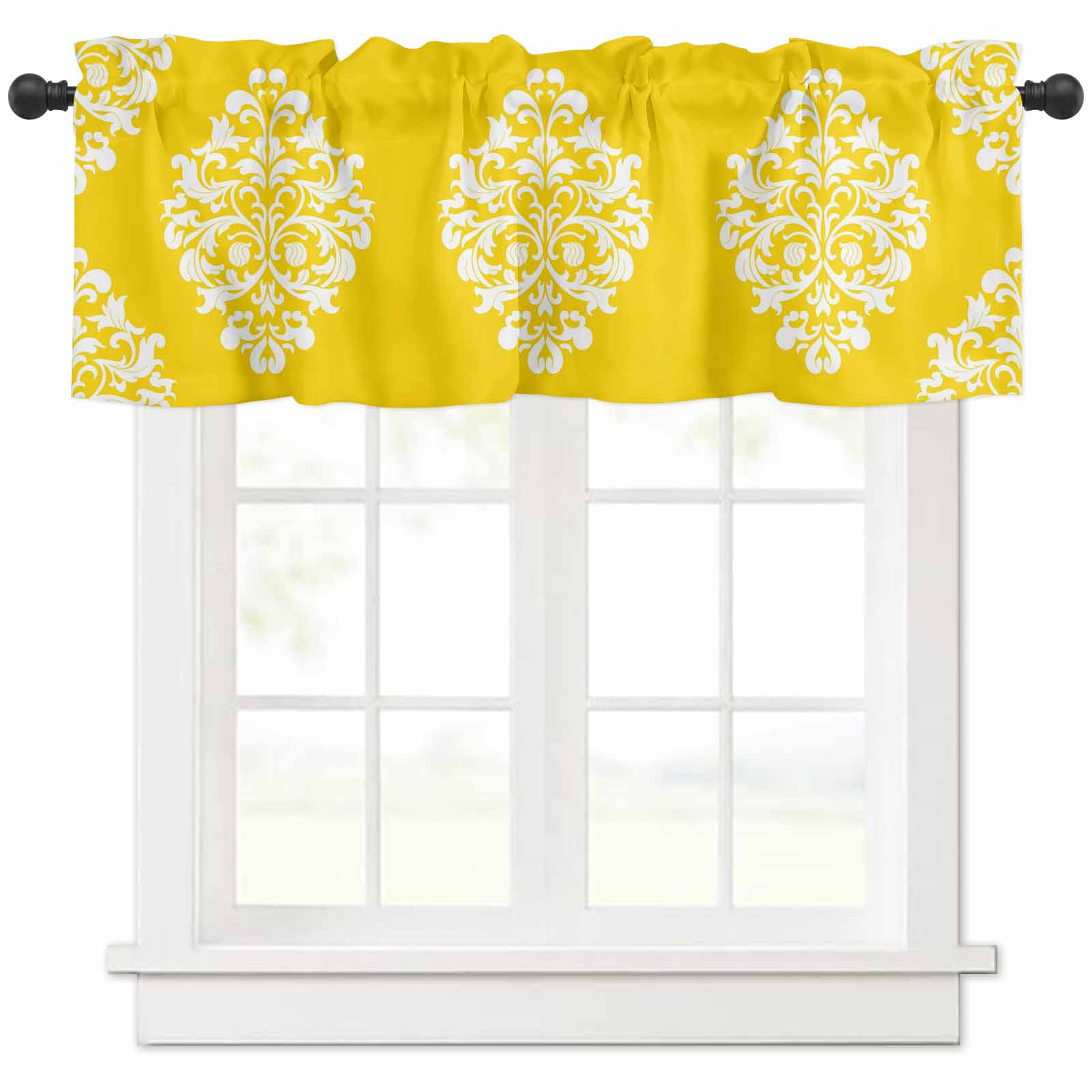 Baroque Yellow Valances for Windows Farmhouse Kitchen Curtains Valances ...