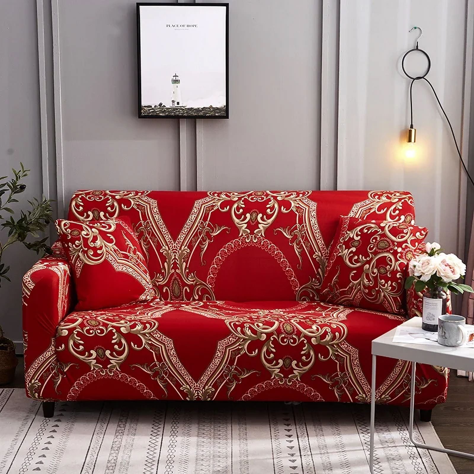 Baroque style sofa covers stretch for living room spandex slipcovers ...