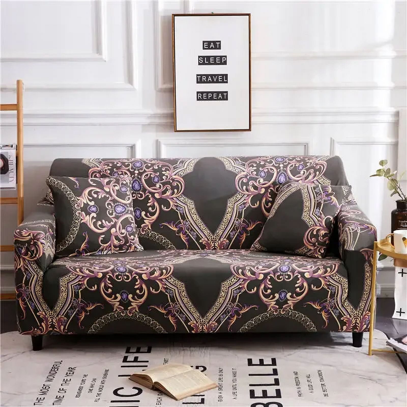 Baroque style sofa covers stretch for living room spandex slipcovers ...