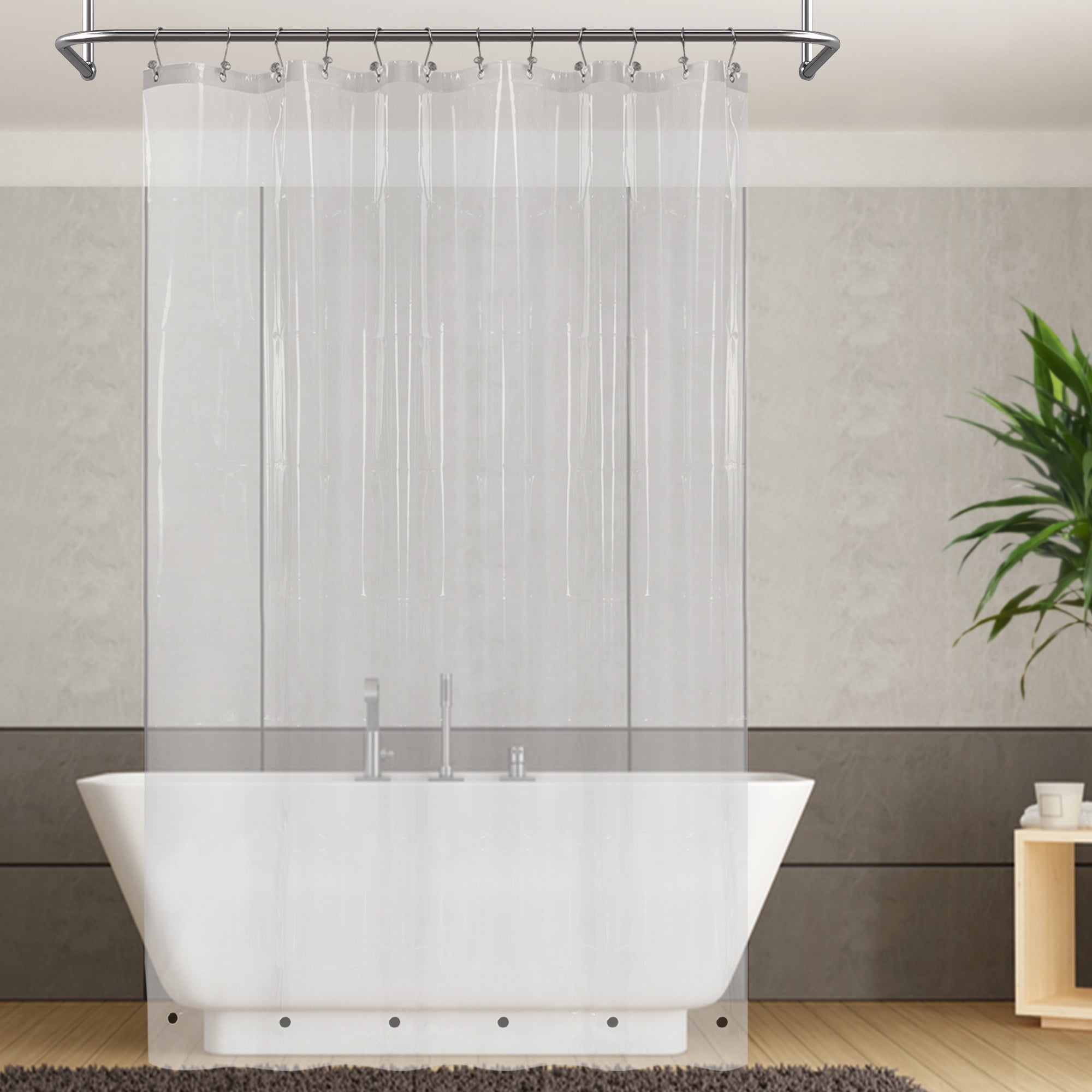 Barossa Design Extra Long Waterproof Shower Curtain Liner with 6 Lower ...