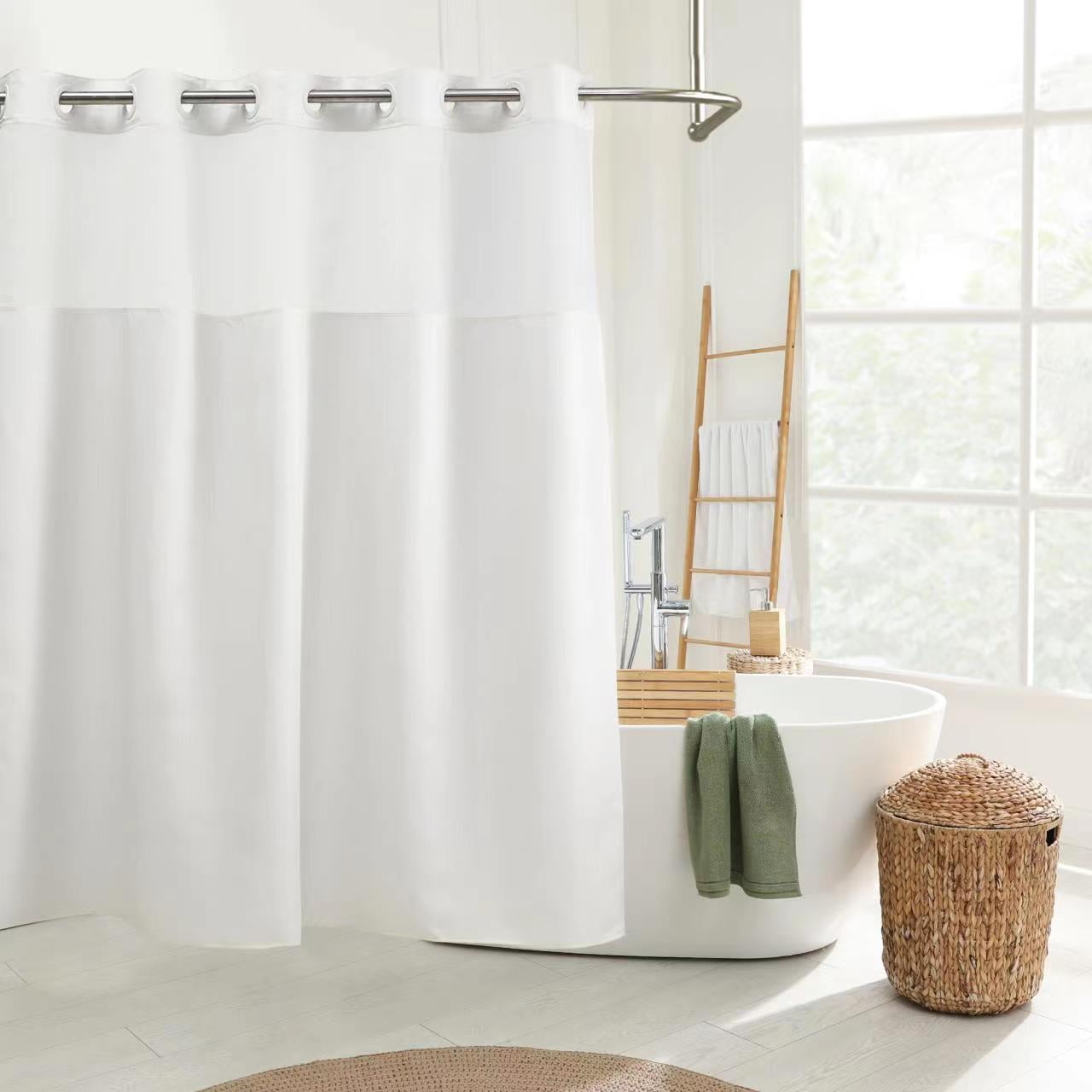 "Barossa Design Heavyweight Fabric Shower Curtain with Mesh Window, No ...