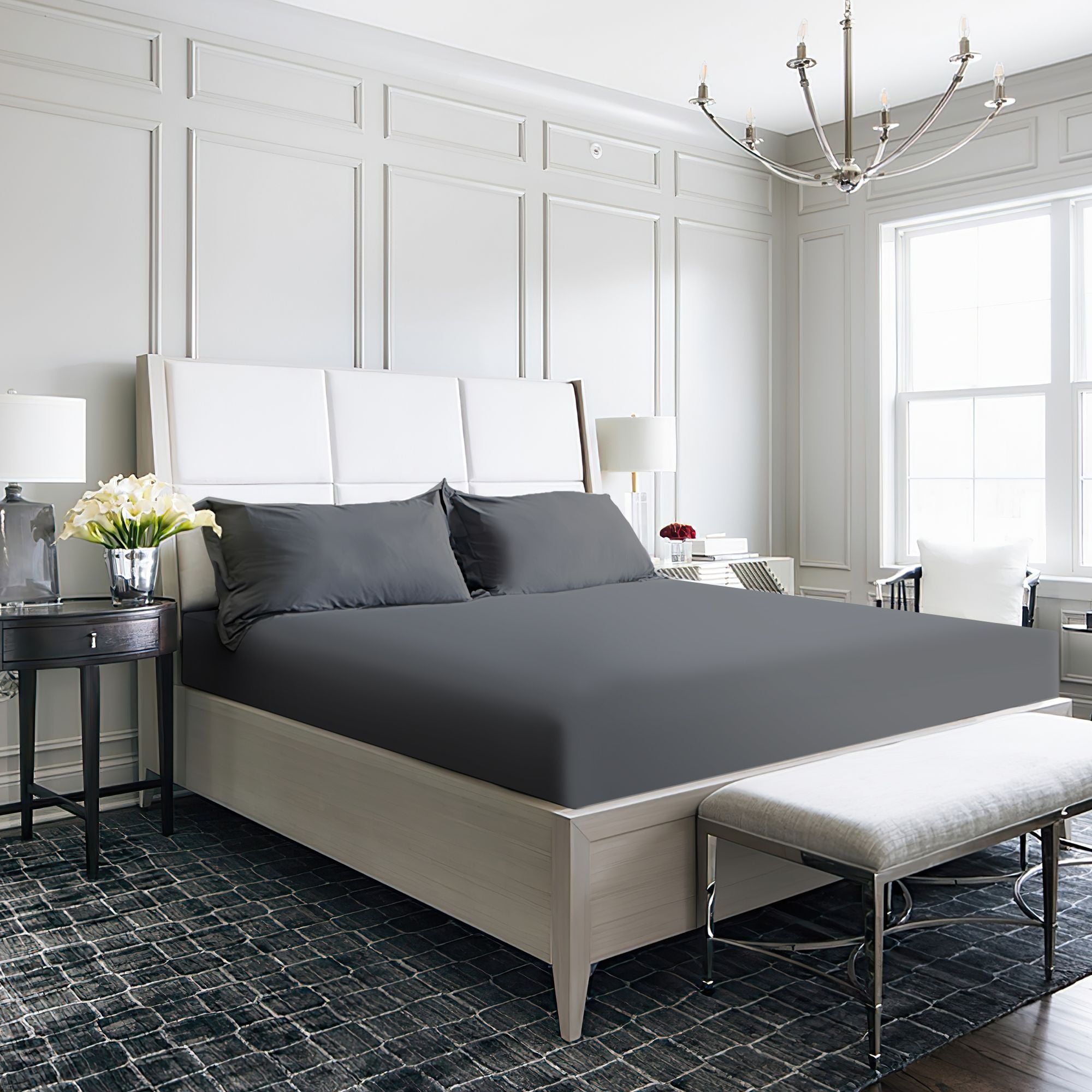 Barossa Design King Size Fitted Sheet, 4-Way Stretch Jersey, Deep ...
