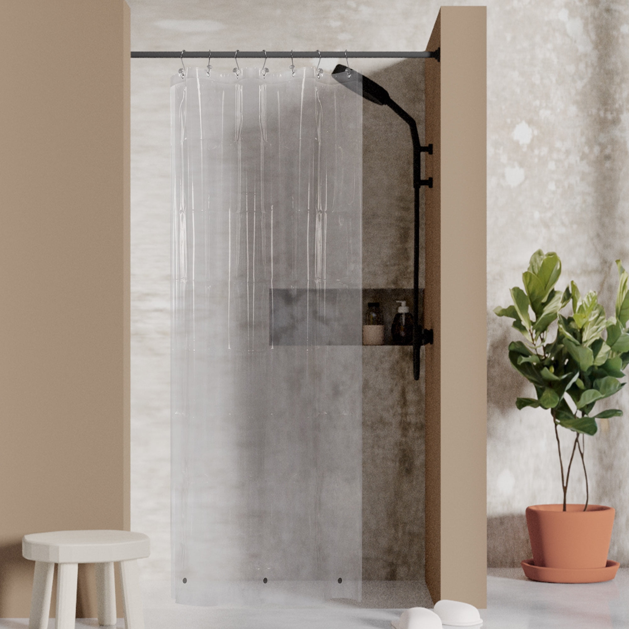 Barossa Design Narrow Shower Curtain Liner with 3 Magnets - 36" x 84 ...