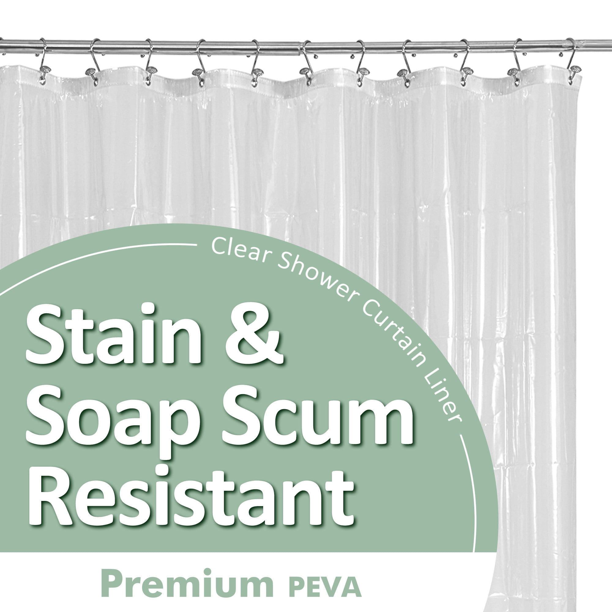 Barossa Design PEVA Clear Plastic Shower Curtain Liner Lightweight with 3 Magnets, Waterproof ...
