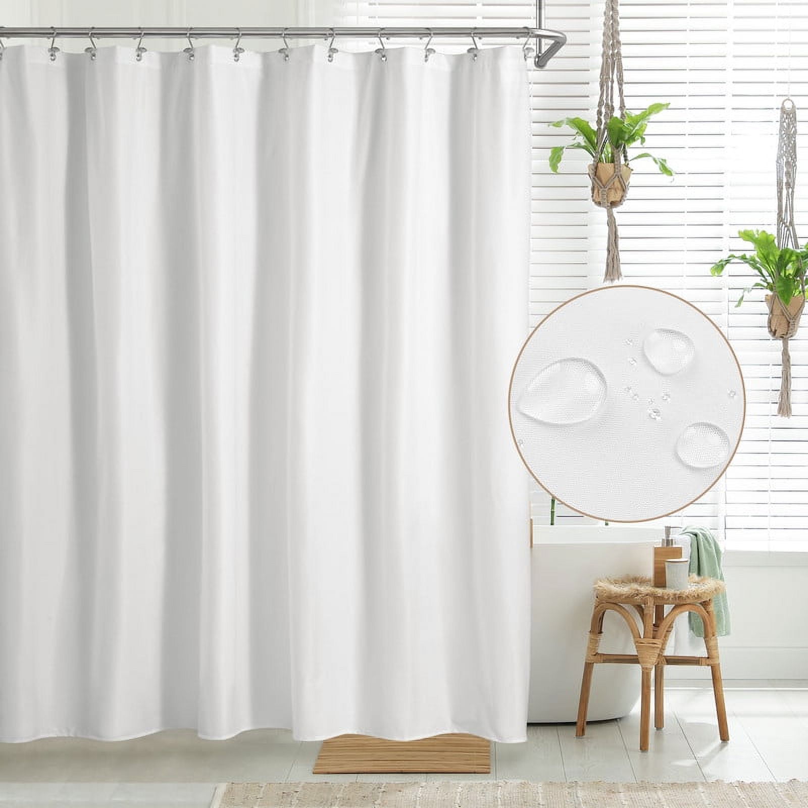 Barossa Design Waterproof Fabric Shower Curtain Liner Microfiber With Magnets White 72x78 Inch