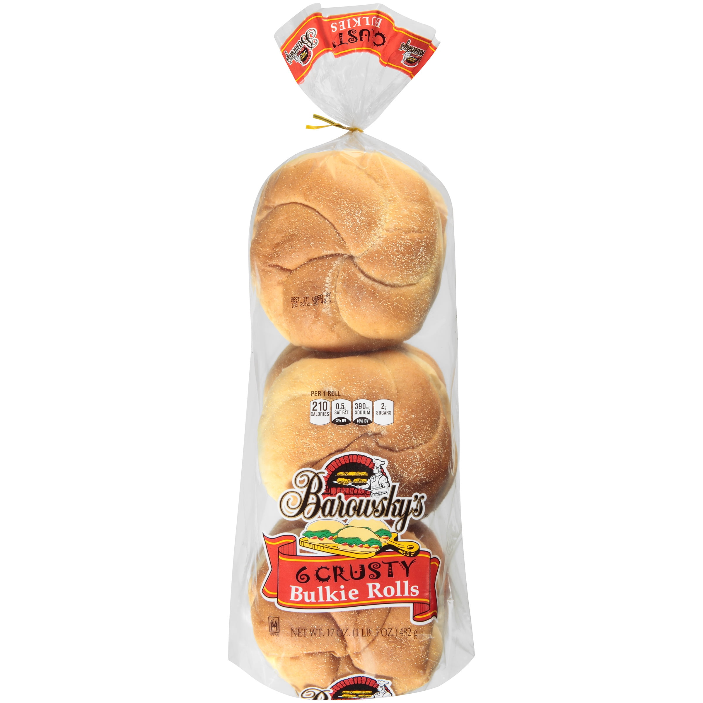 Barowsky's Crusty Bulkie Sandwich Rolls, 6 Count, Shelf-Stable ...