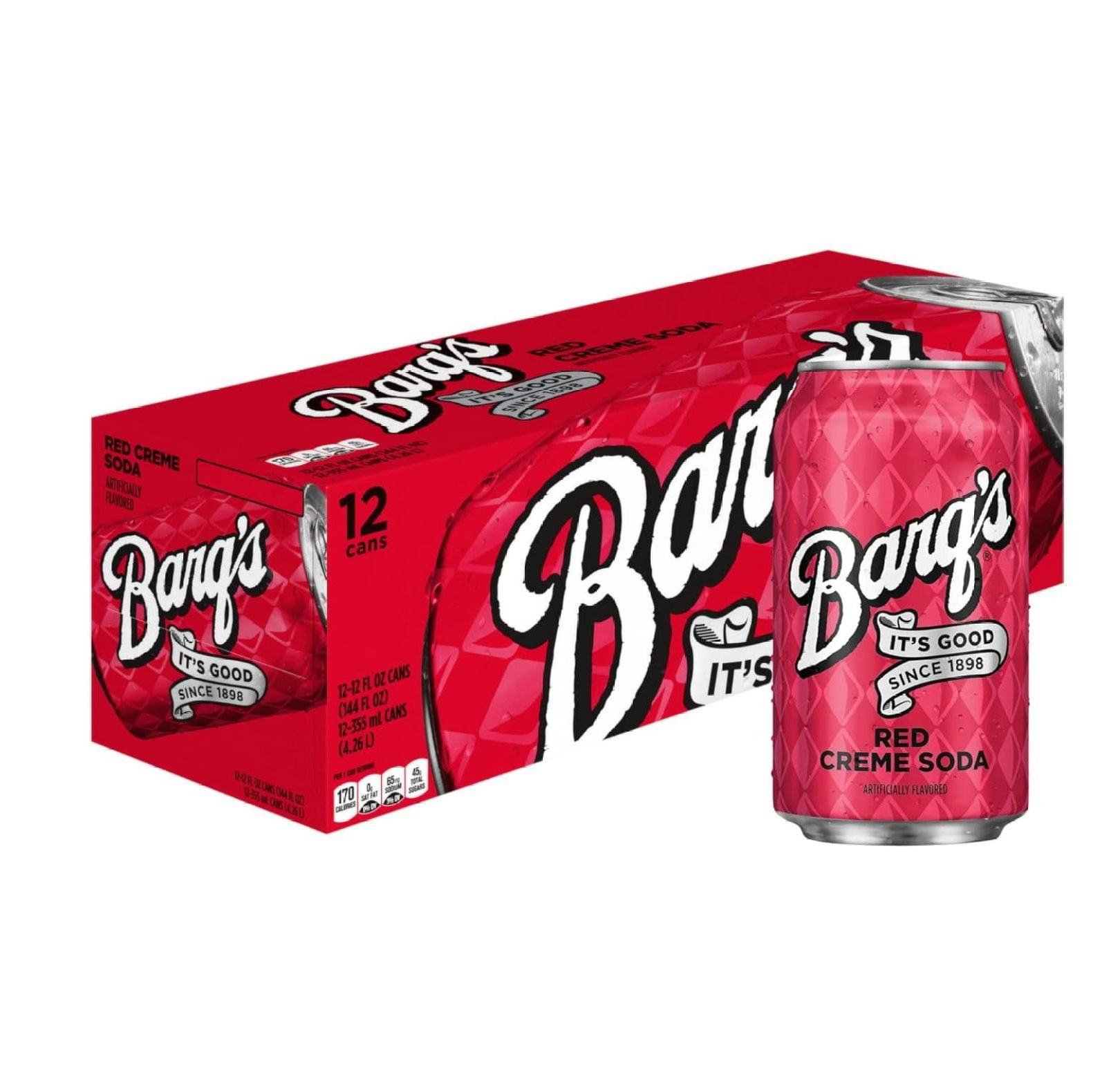 Barq's Red Creme Soda, Classic 12oz Cans, Delicious and Refreshing - 24 ...