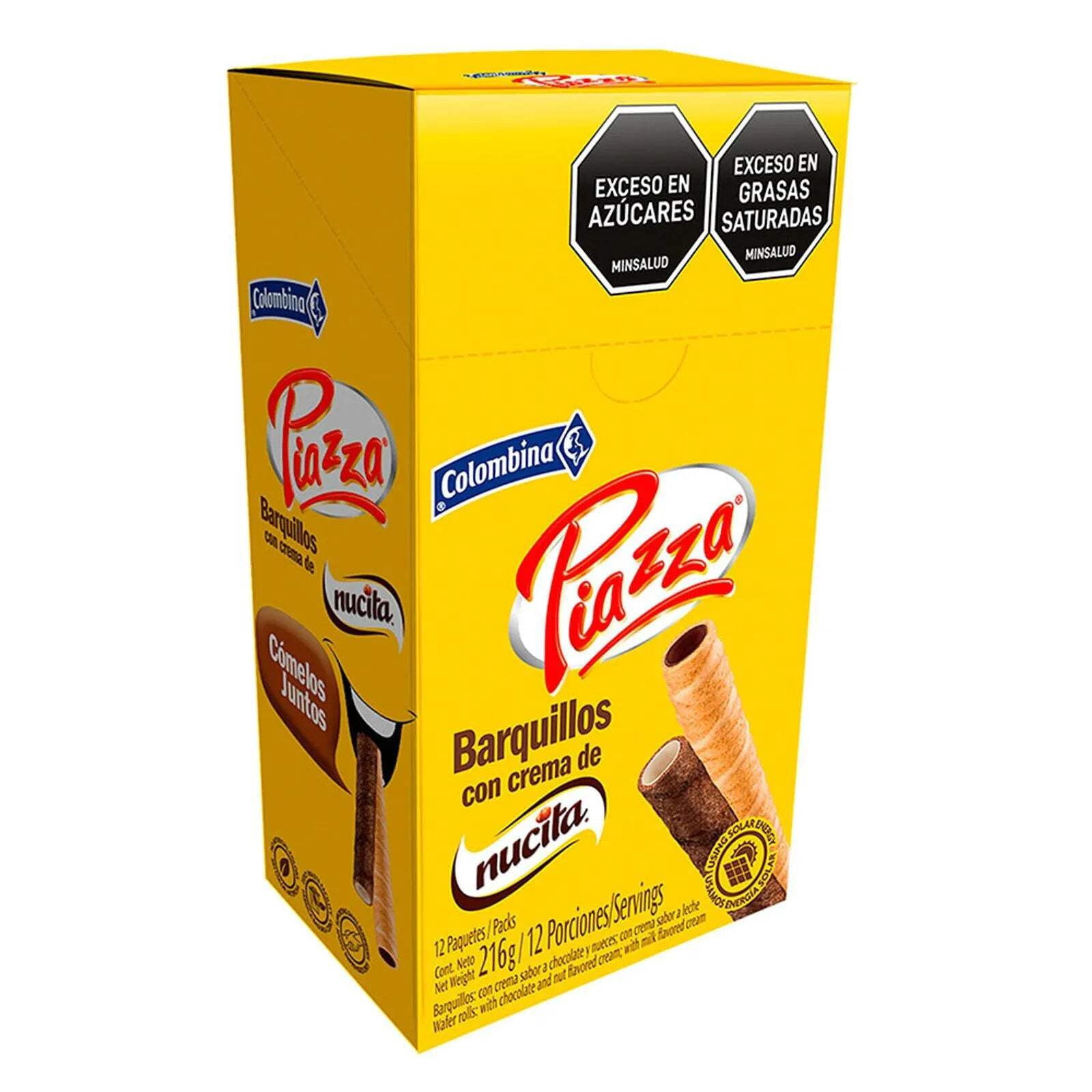 Barquillos Piazza con Crema de Nucita - 12 Units - 216g (7.62 oz ...