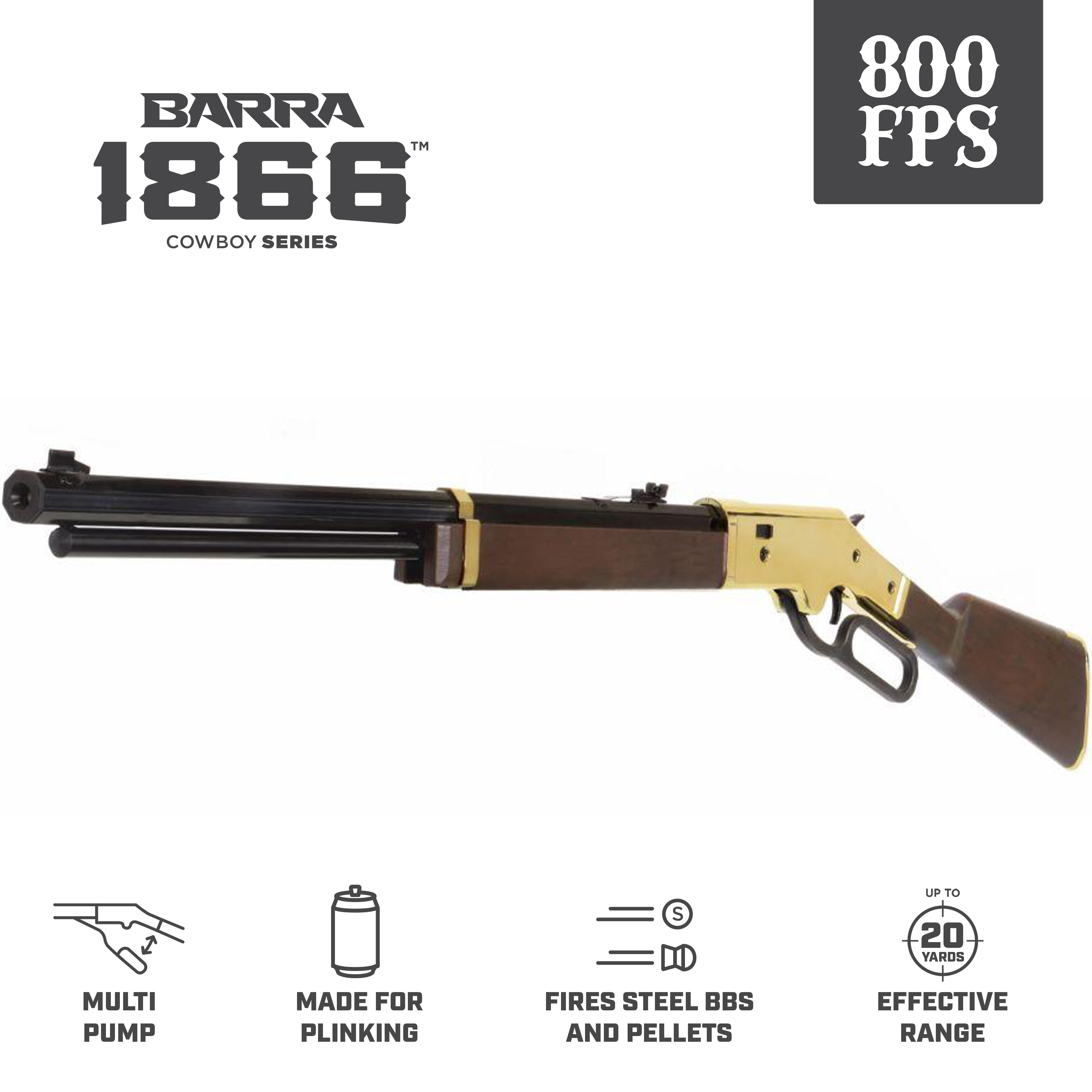 Barra Airguns 1866 Cowboy 0.177 Lever Action BB or Pellet Air Rifle ...