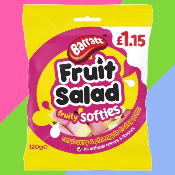 Barratt Fruit Salad Softies Raspberry & Pineapple Foam Candy120g - From ...