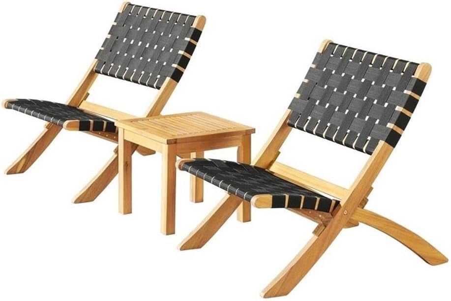 Barre 3PC Acacia Wood Outdoor Bistro Set Two Folding Chairs and 14 in ...