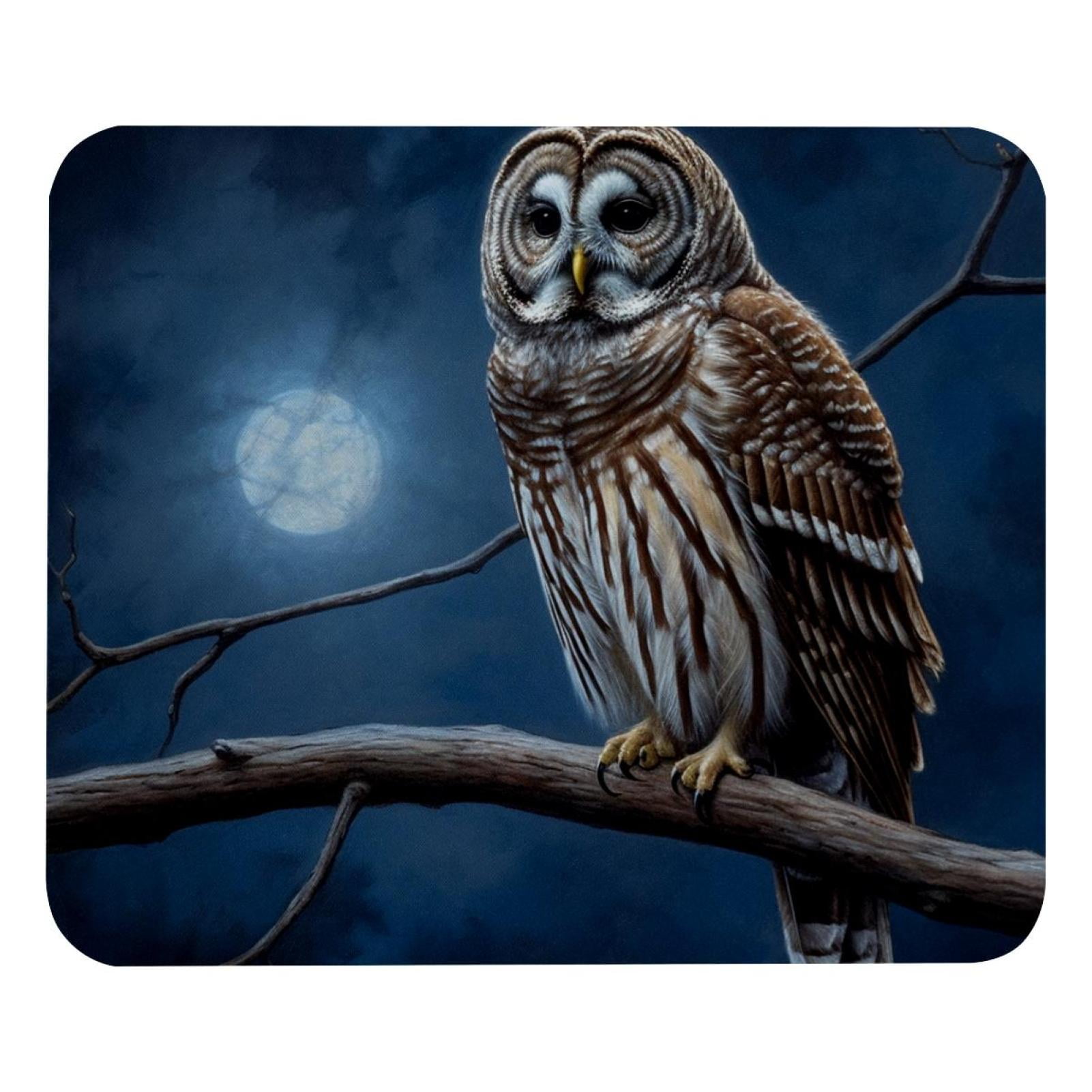 Barred Owl Sits Motionless in the Blue Moonlight Mouse Pad , Soft Cute ...