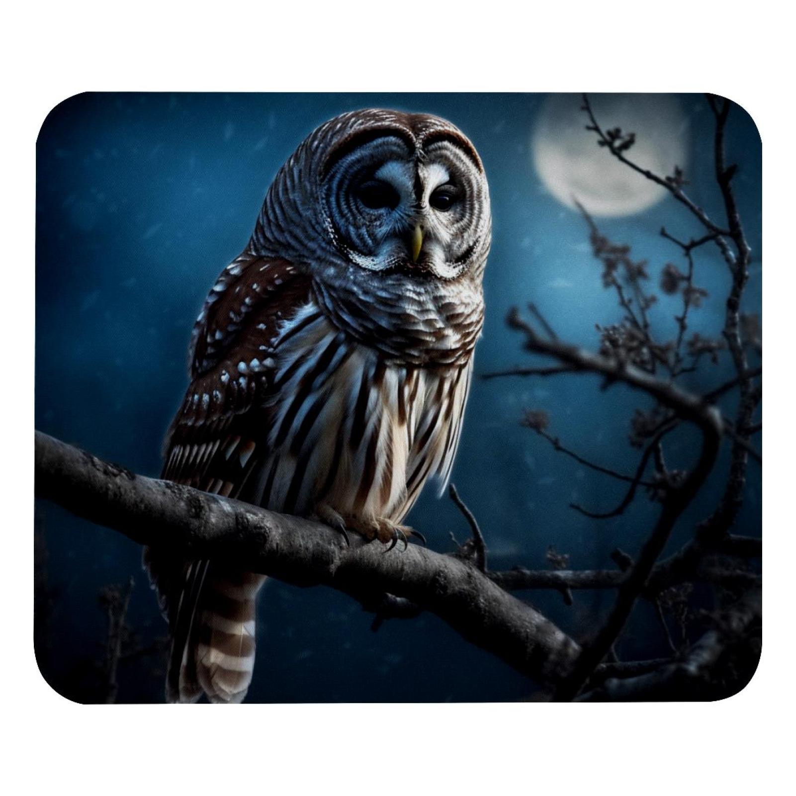 Barred Owl Sits Motionless in the Blue Moonlight Mouse Pad, Personality ...