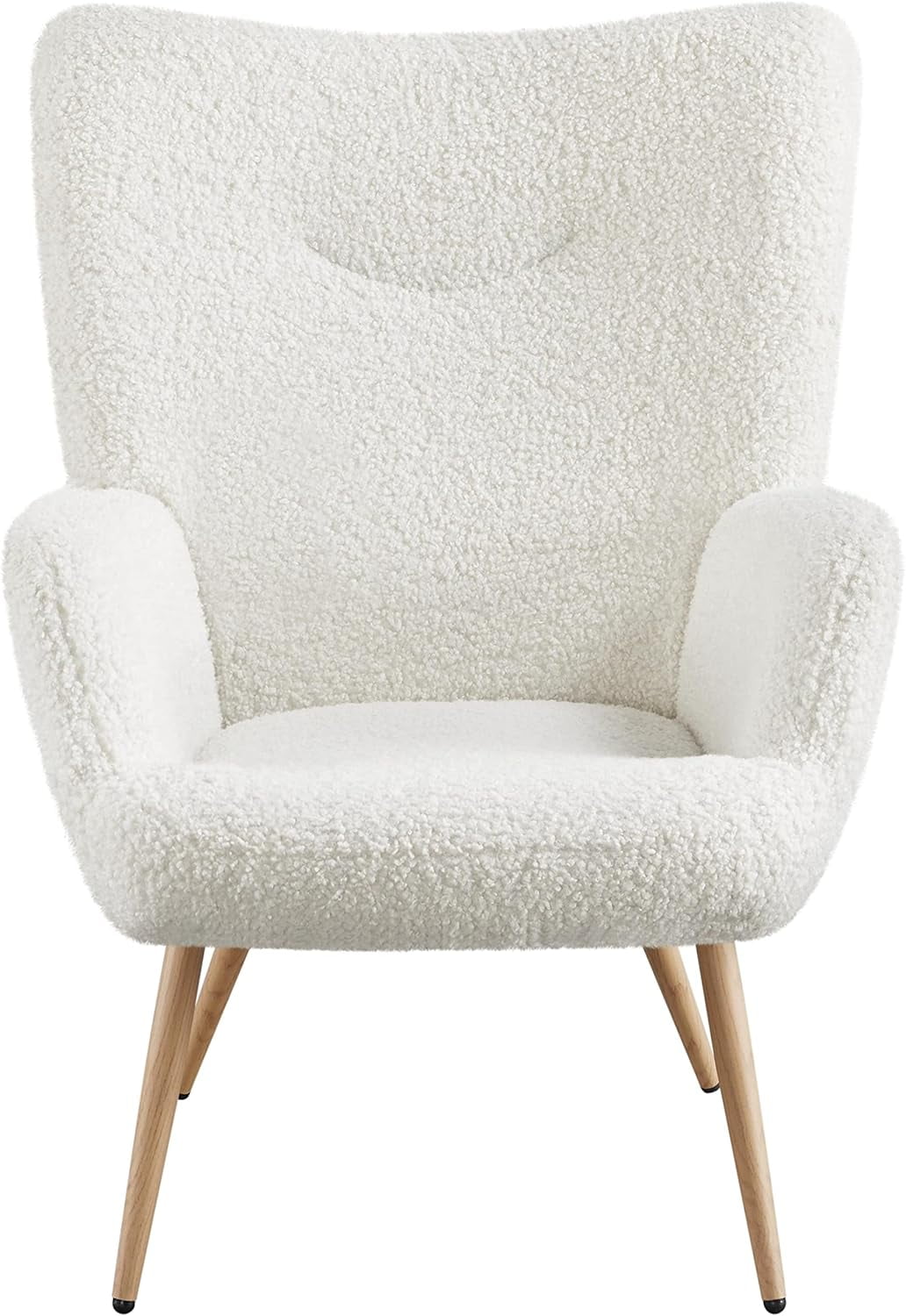 Barrel Chair, Teddy Fabric Casual Chair with High Back and Soft Padded ...