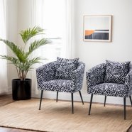 BELLEZE Mid Century Accent Chair, Retro Wooden Frame Denim Arm Chairs ...