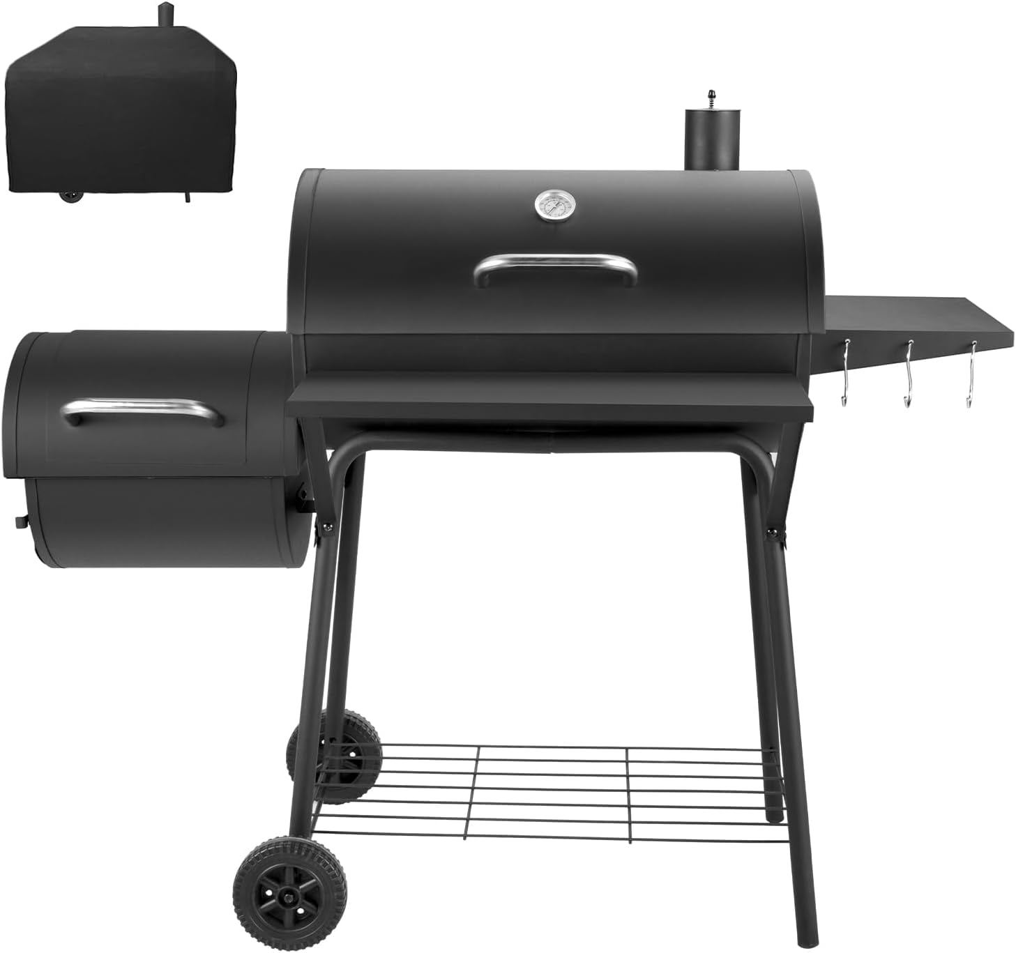 Barrel Charcoal Grill with offset smoker, 714 Square Inches Cooking ...