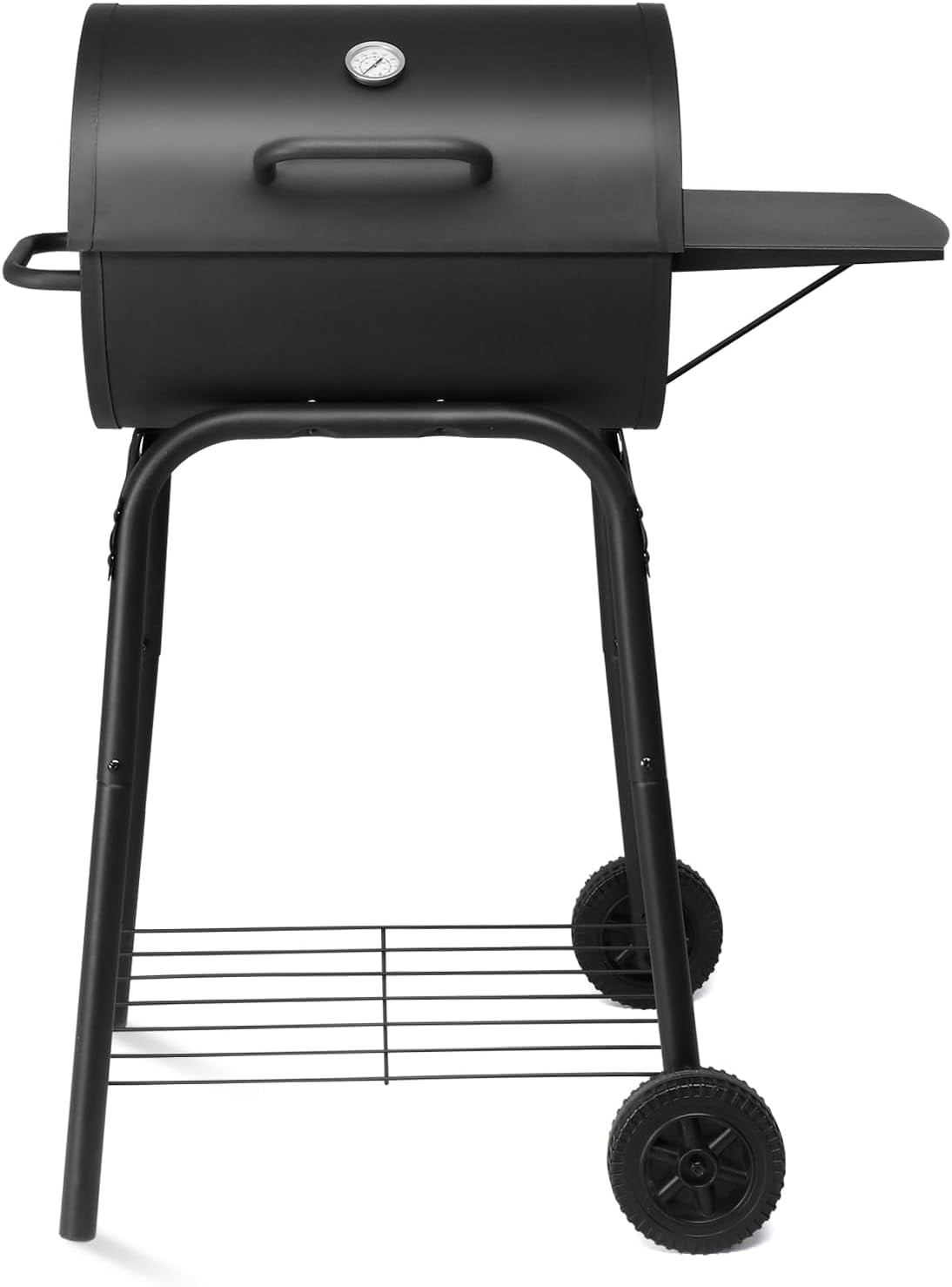 Barrel Charcoal Grill with Side Table, BBQ Grill Outdoor Smoker Grill ...