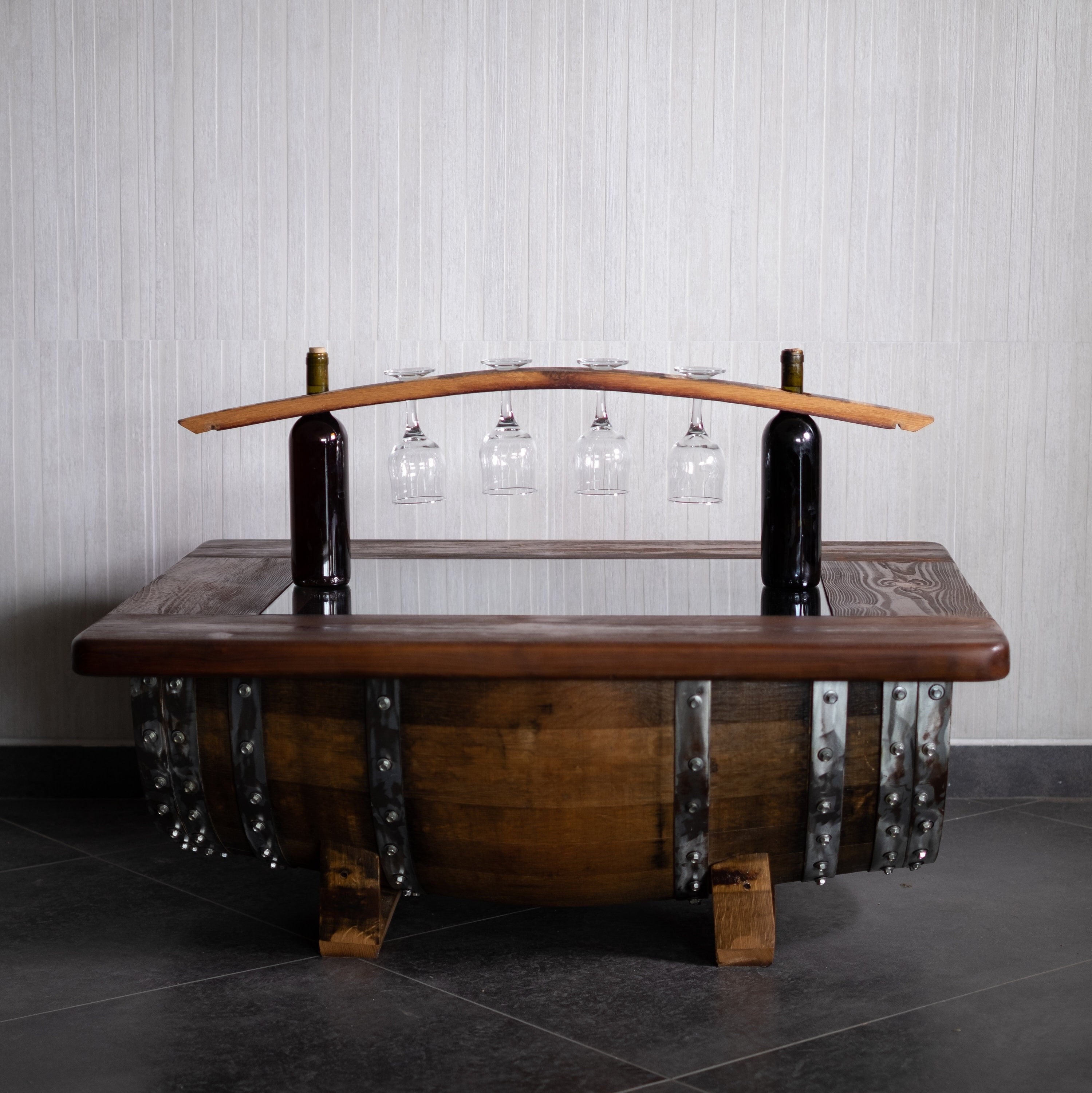 Barrel Coffee Table With Removable Glass Top - Wine/Whiskey/Bourbon ...