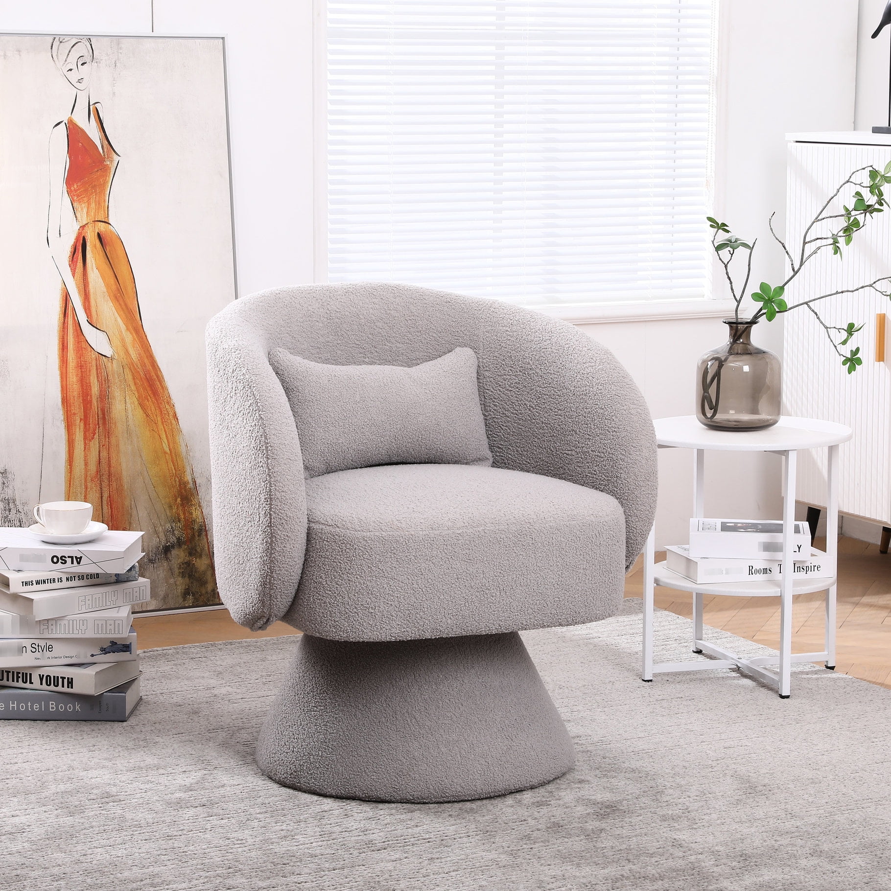 Barrel-Curved Back - 360 Swivel Movement - Bedroom Decor - Firm Yet ...