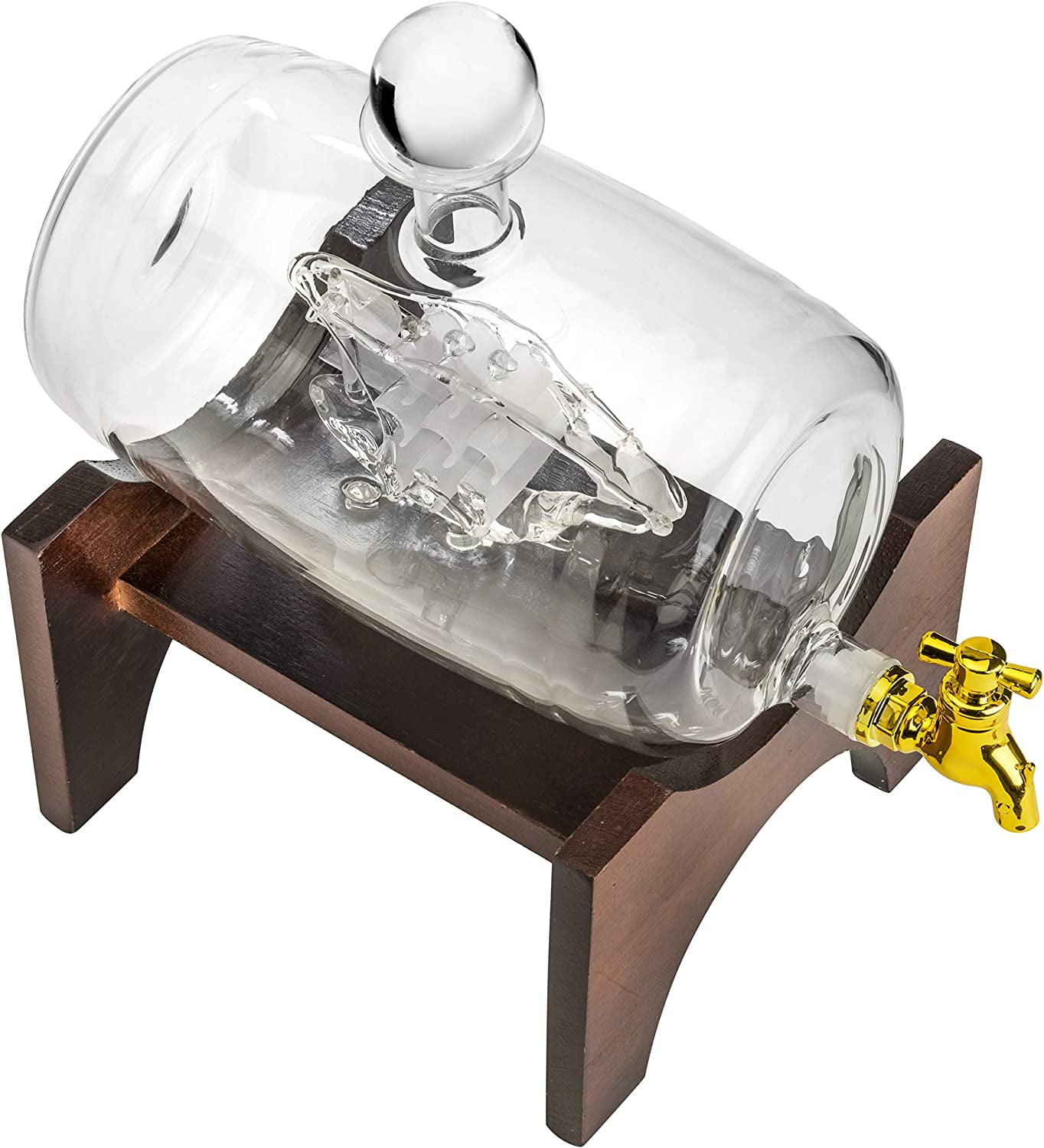 Barrel Decanter with Wooden Stand – Spirits 40 Ounce Handmade Liquor ...