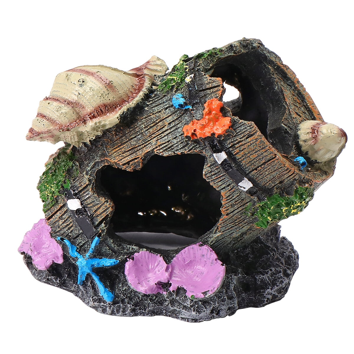 Barrel Shaped Resin Ornament for Fish Tank Landscaping and Hiding Cave ...