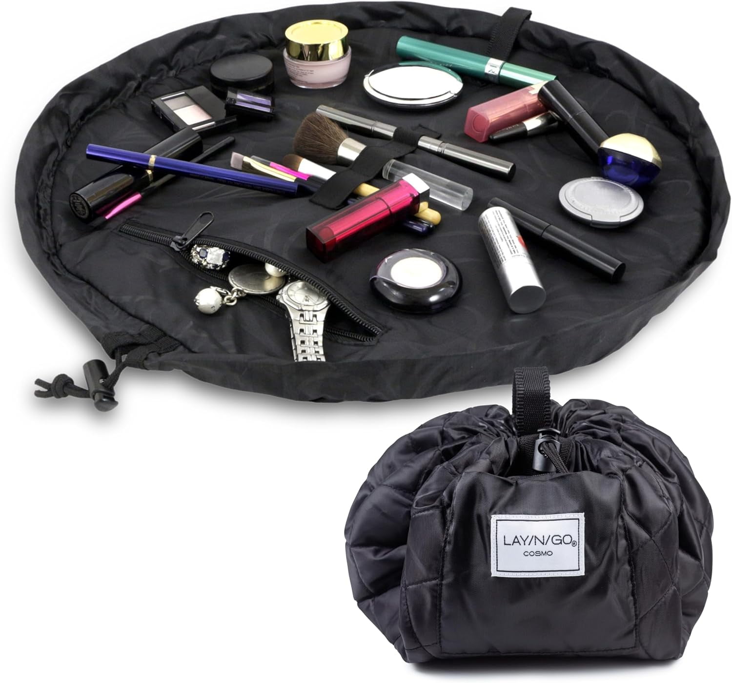 Barrel Drawstring Makeup Bag Large Cosmetic Bag Travel Toiletry ...