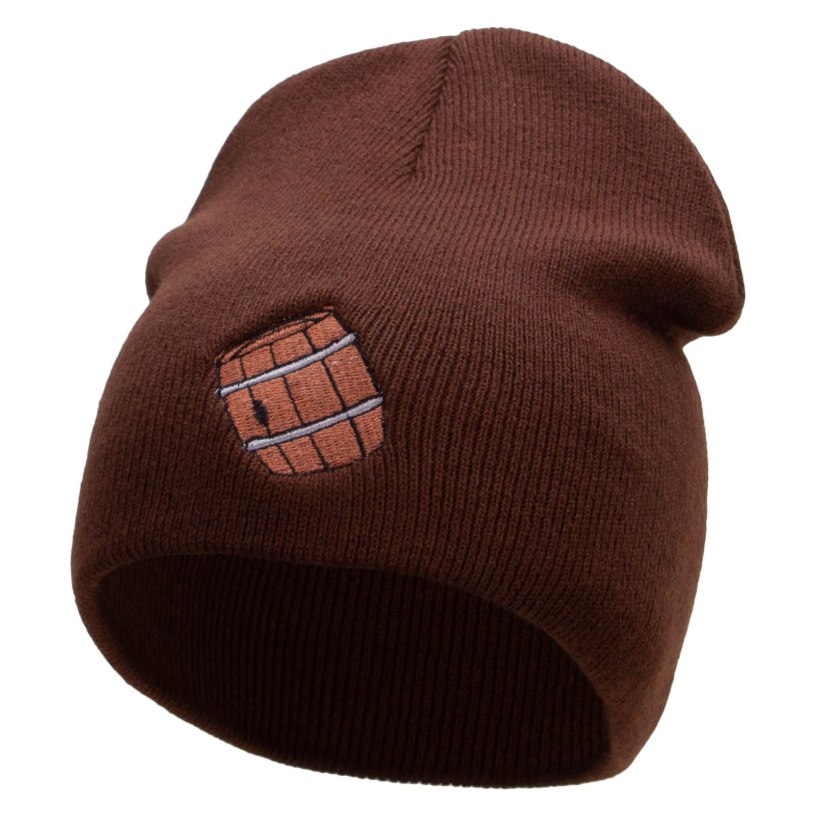 Barrel Embroidered 8 inch Acrylic Short Blank Beanie - Brown OSFM ...