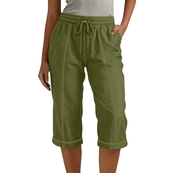 Barrel Linen Capri Pants for Women Cotton Linen Casual Summer 2026 Cute ...
