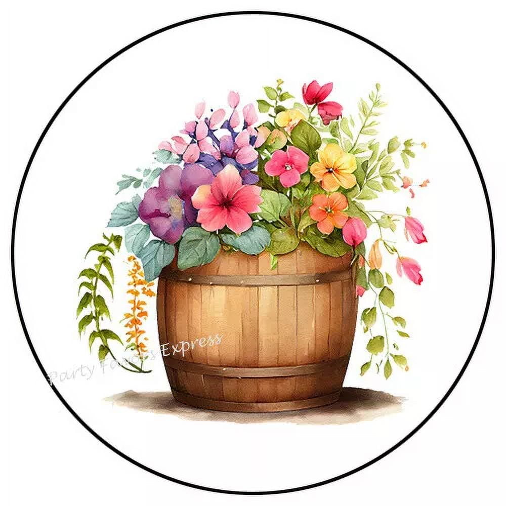 Barrel Of Flowers Sticker Party Favors Sticker Envelope Seals Labels ...
