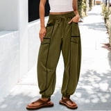 Barrel Pants Women High Waisted Drawstring Elastic Wide Leg Sweatpants ...