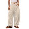 Barrel Pants Women Zipper Button Closure Pants with Pockets Light ...