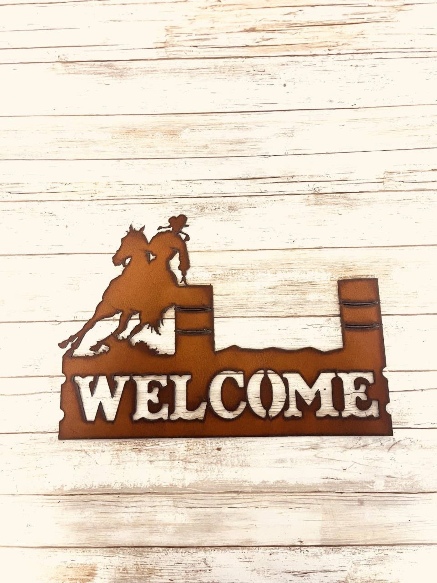 Barrel Racer Horizontal Western Rodeo Welcome Sign - Walmart.com