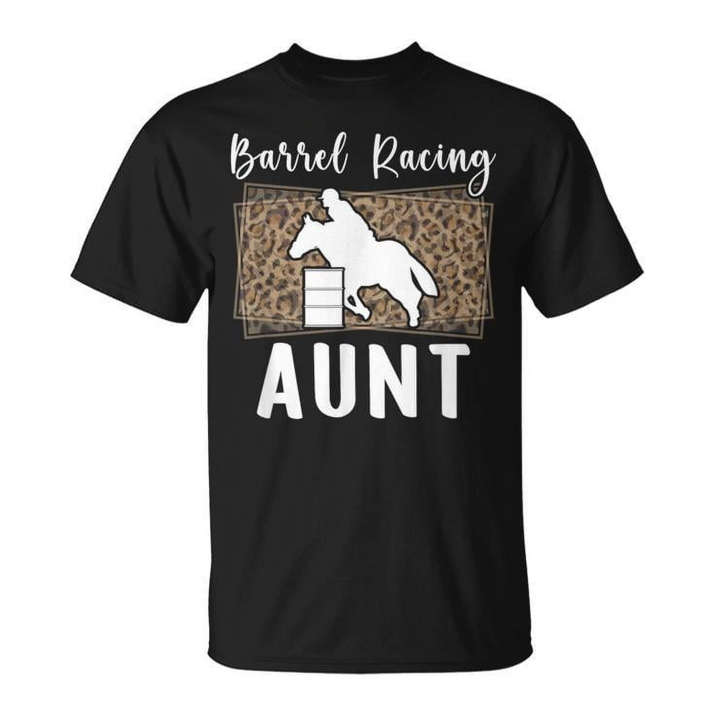 Barrel Racing Aunt T-Shirt – Aunt of a Barrel Racer Tee, Leopard Print Auntie Shirt, Rodeo Lover ...