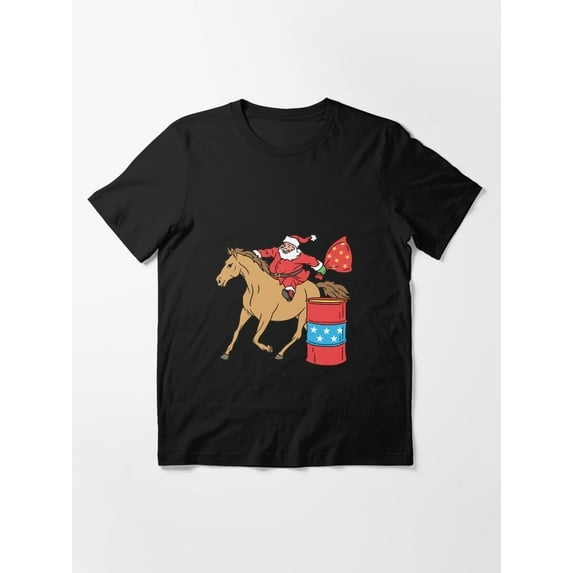 Barrel Racing Christmas Father Christmas Horse Rodeo Festive Unisex T ...