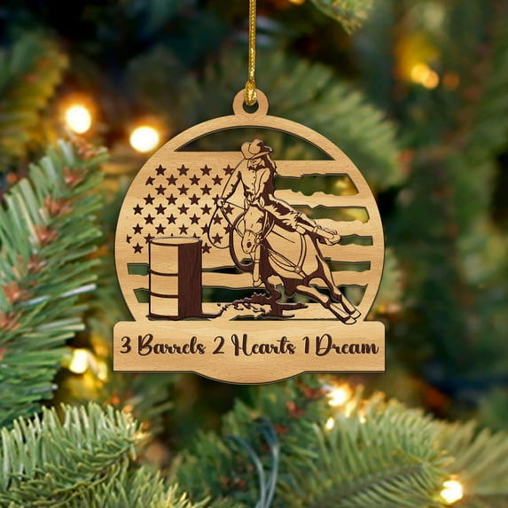 Barrel Racing Ornament, Rodeo Cowboy Cowgirl Flag Western Horse Lover ...