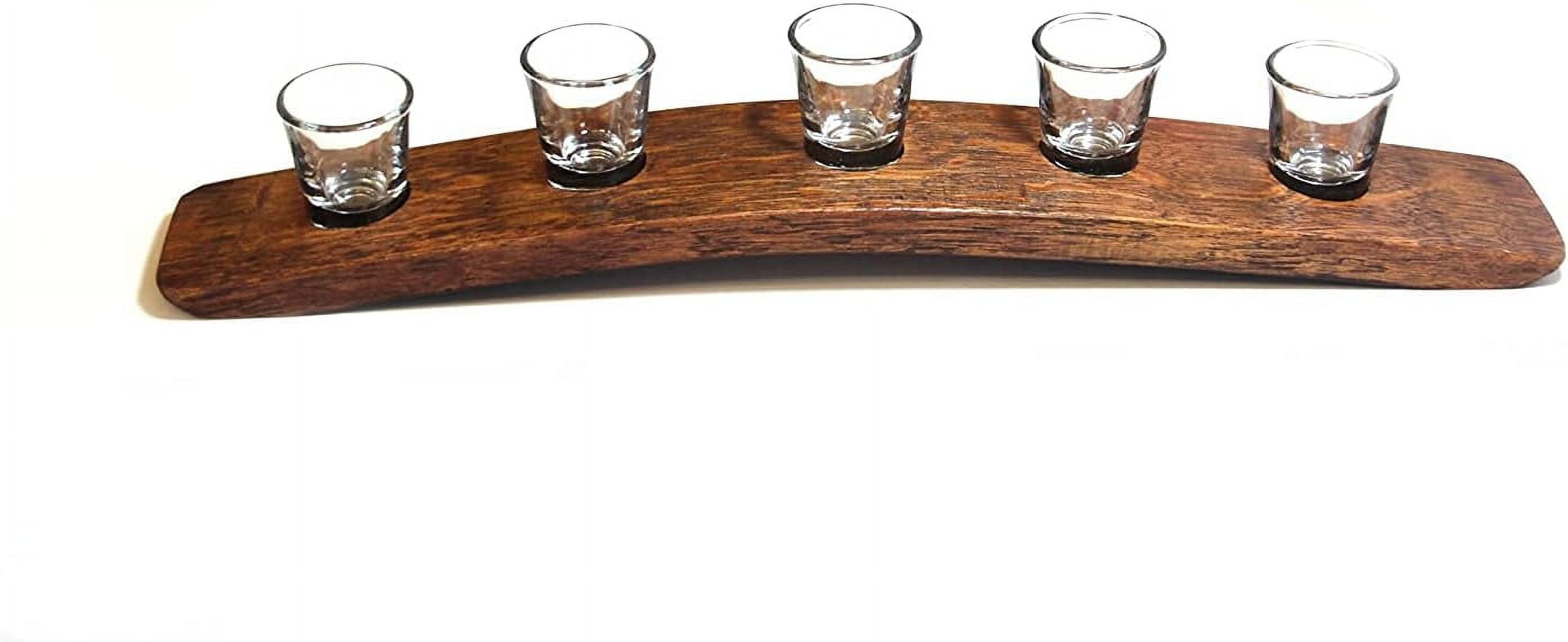 Barrel Stave 5 Shot Or Tasting Flight 15 Oz Glasses Included Red Mahogany