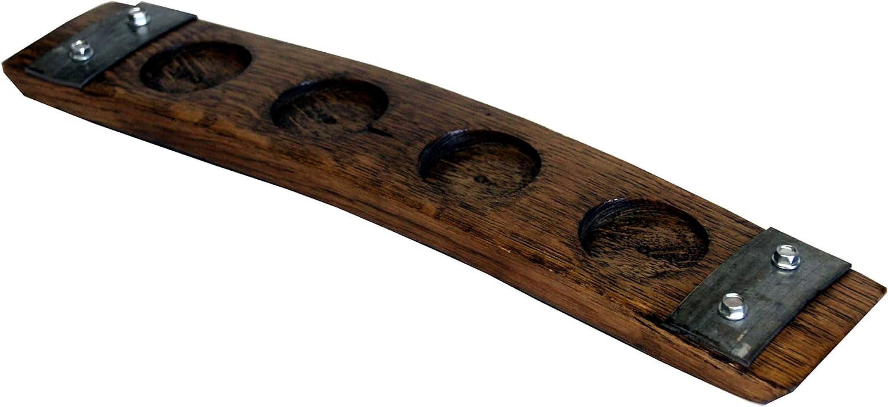 Barrel Stave Premium 4 Glencarin Glass Whiskey Flight Serving Tray No Glasses Included, Dark ...