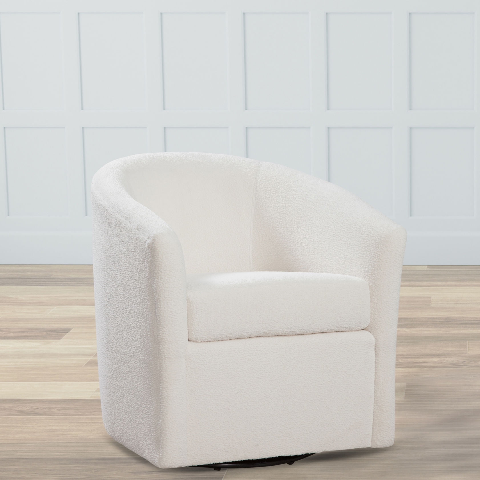 Barrel Style Swivel Chair in Ivory Performance Fabric | Removable ...