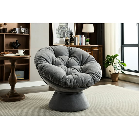 Barrel Swivel Accent Chair / 360 - degree rotation, plush cushion, no ...