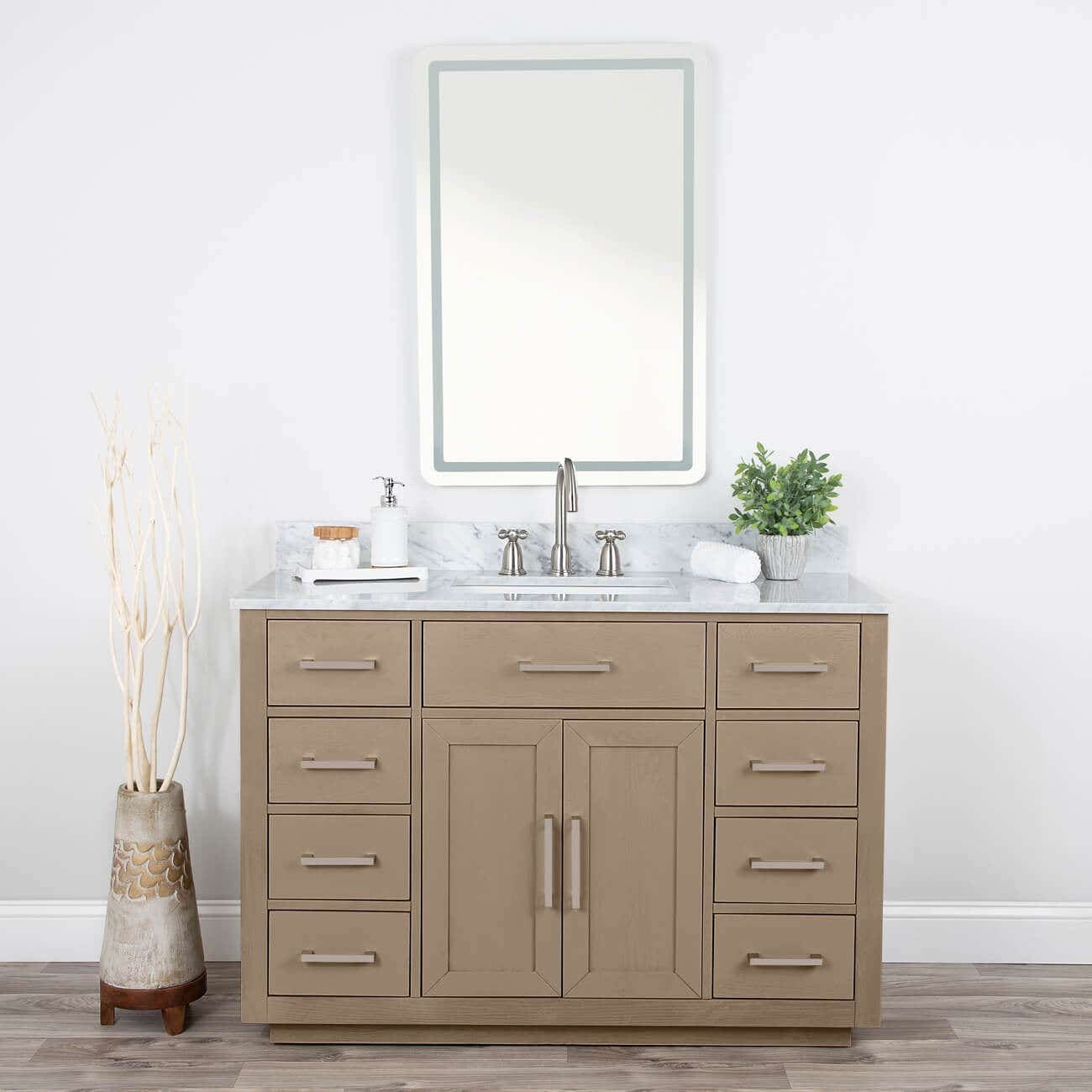 Barrett 48 Inch Oak Vanity with Rectangular Undermount Sink - Light Oak ...